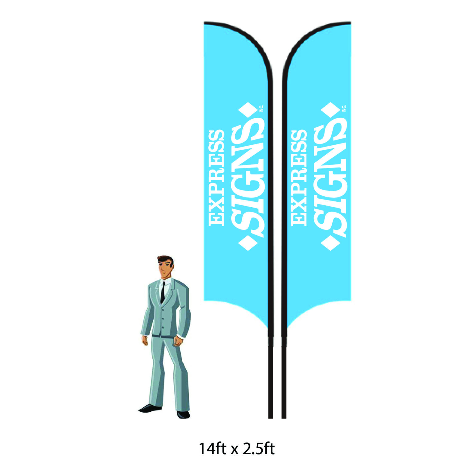 10ft Single Reverse Feather Flag - Express Signs